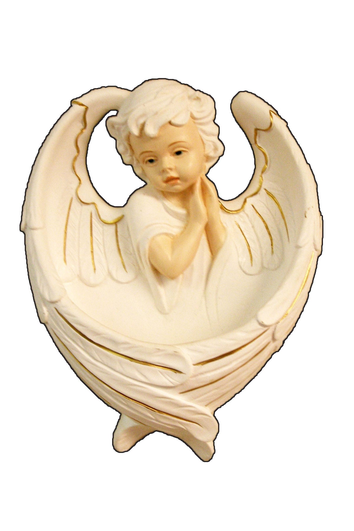 MA-401-M Angel Font in White with Painted Features 6.5" — Acadian Religious