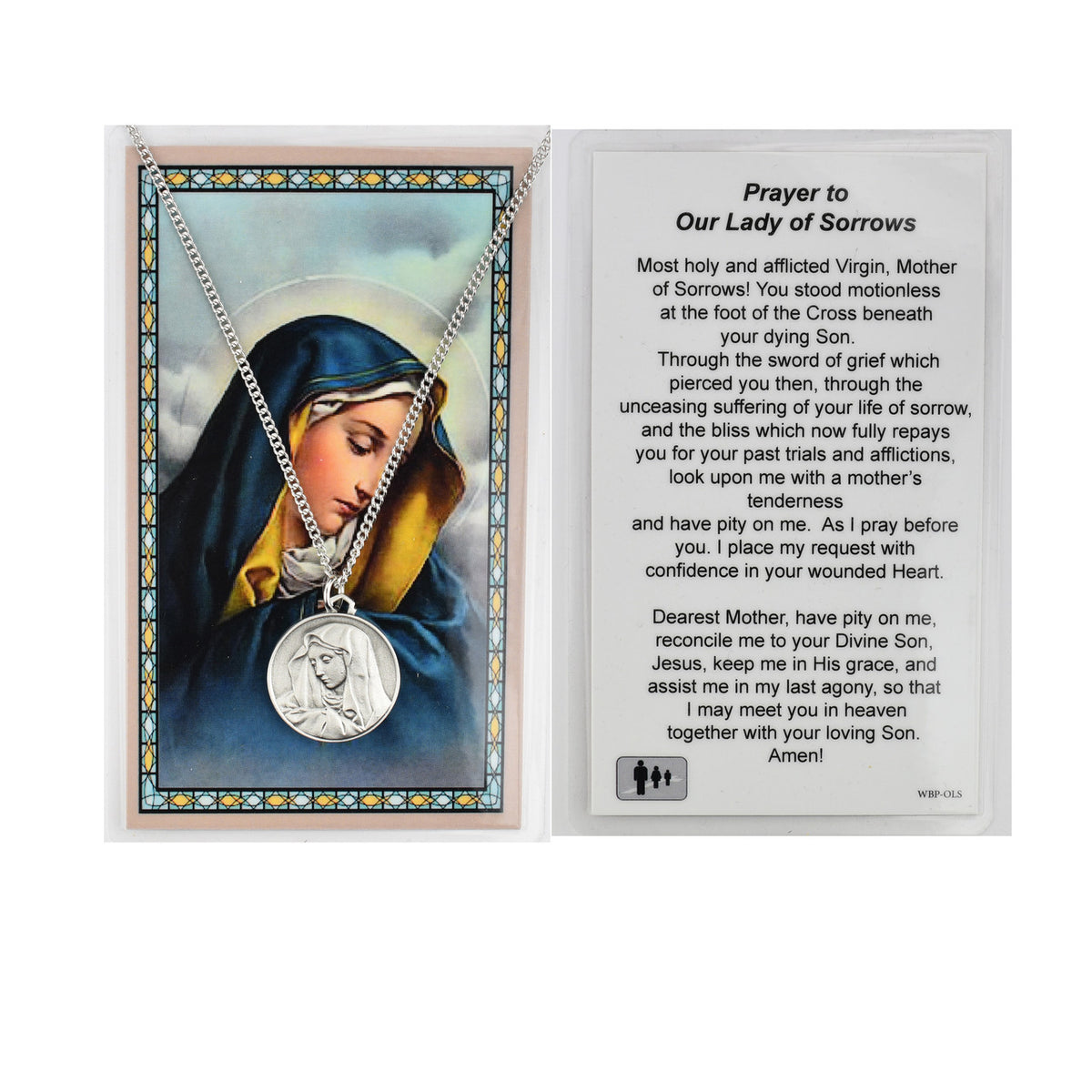 Our Lady of Sorrows pendant and prayer card — Acadian Religious