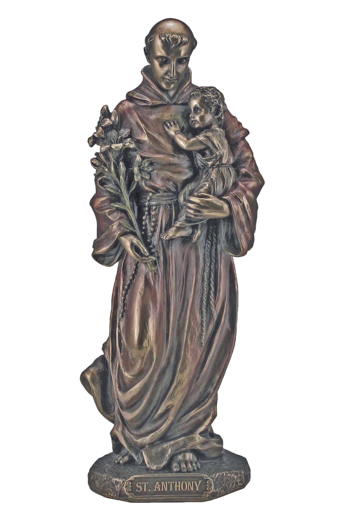 SR-76103 St. Anthony & Child in Cold Cast Bronze 8" — Acadian Religious