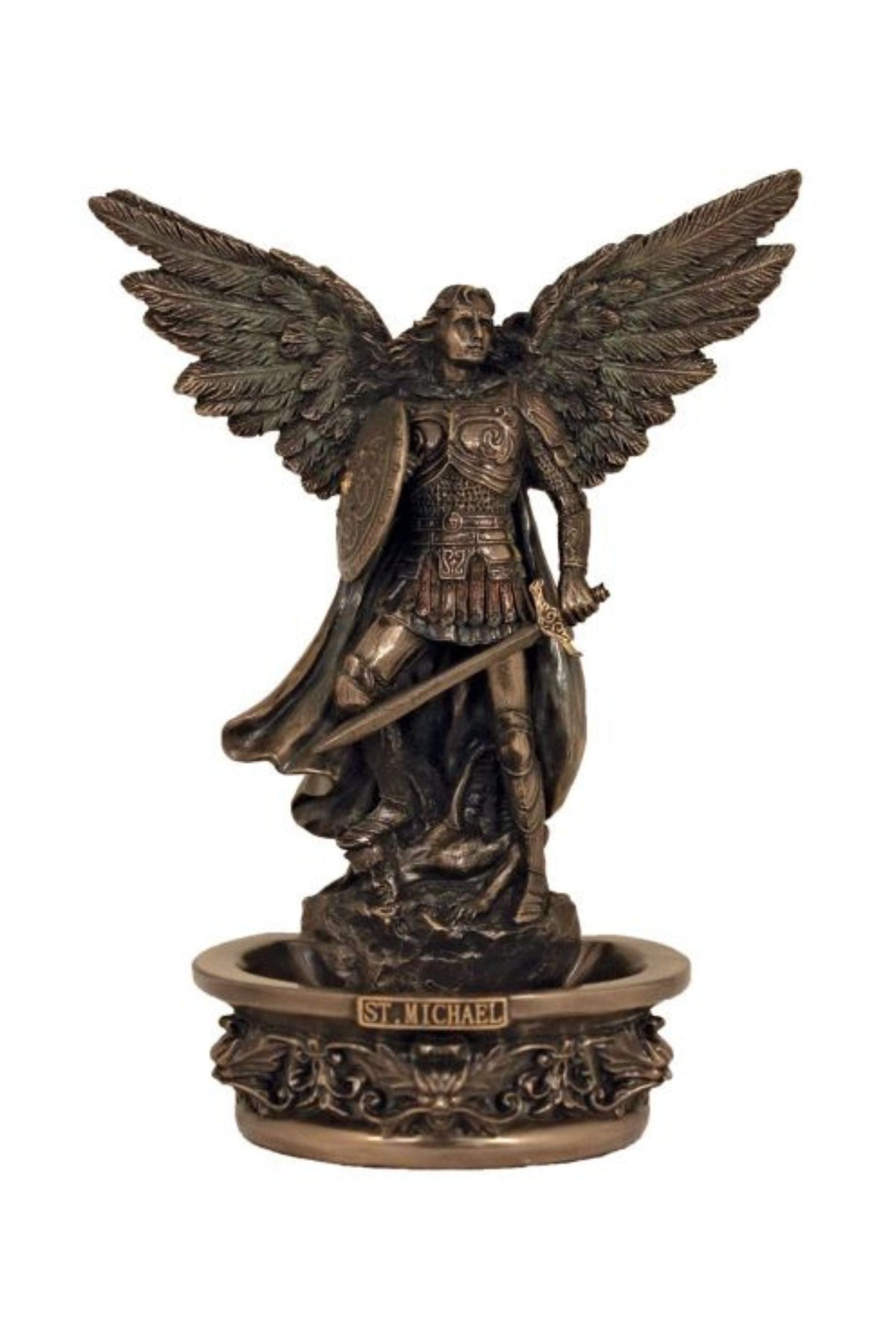 SR-77799 Standing/Hanging St. Michael Font in Cold Cast Bronze 7.25 ...