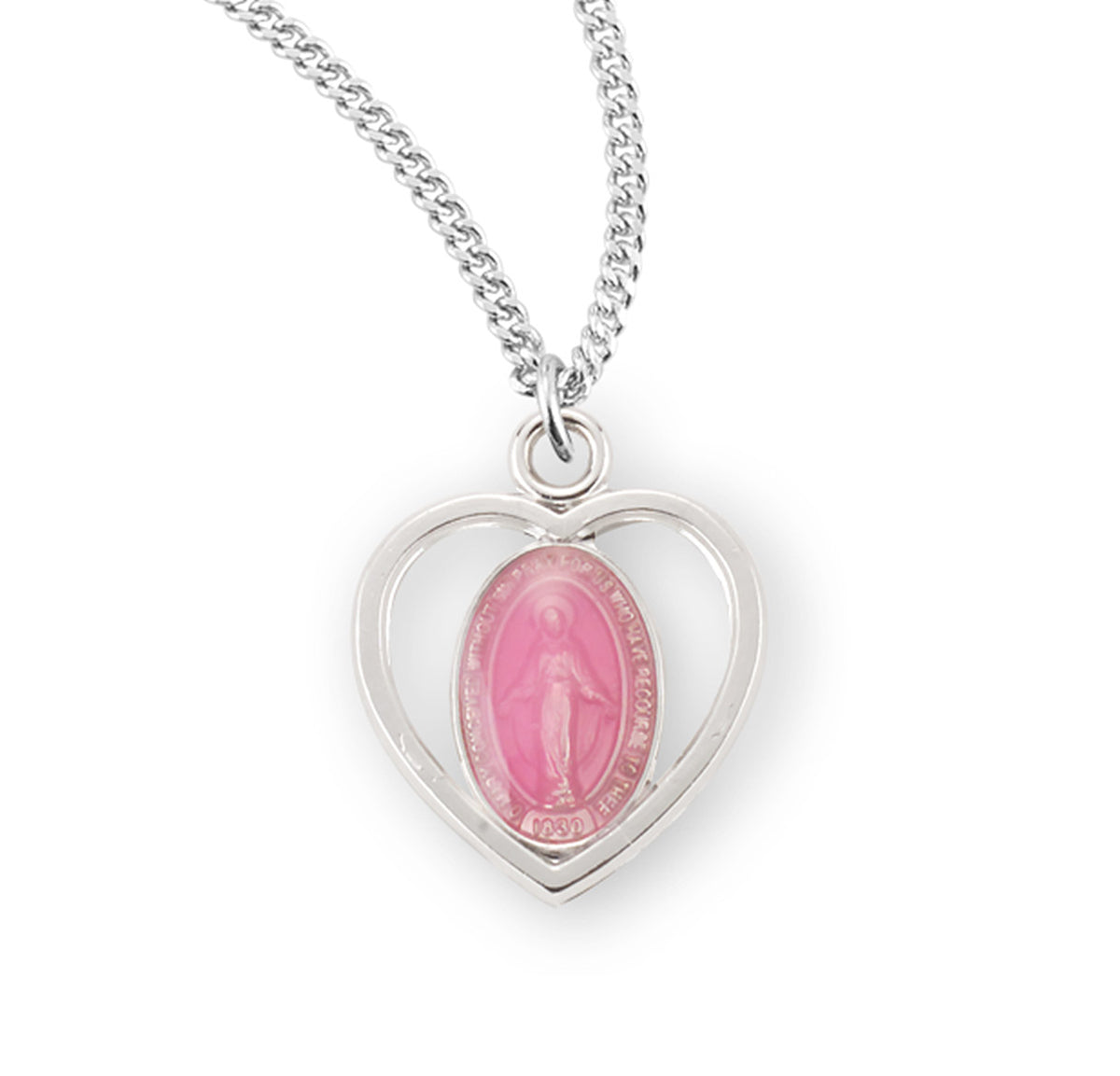 Sterling Silver Pink Enameled Miraculous Medal - S3160PK18 — Acadian ...
