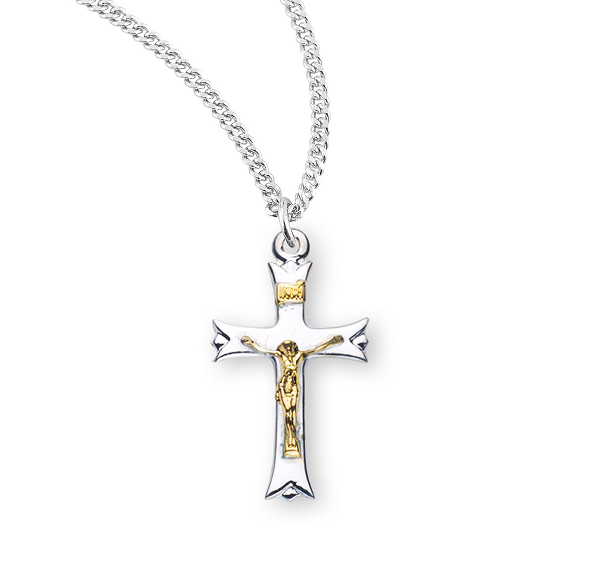 Sterling Silver Two Toned Notched Flared Tip Crucifix - S3807TT18 ...