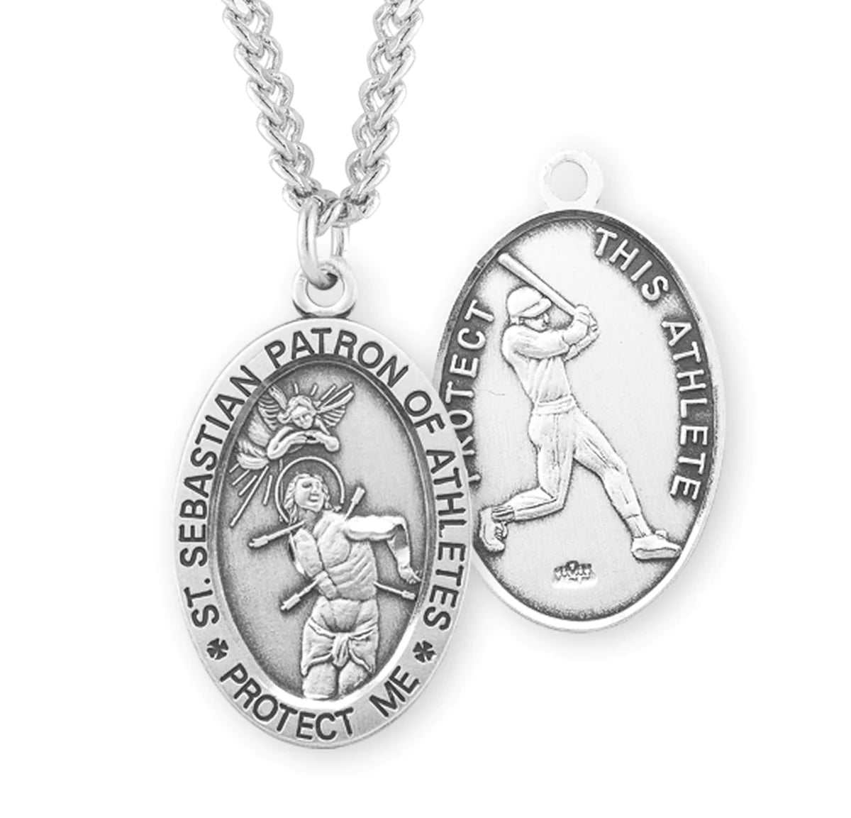St. Sebastian/Baseball Sterling Silver Medal — Acadian Religious