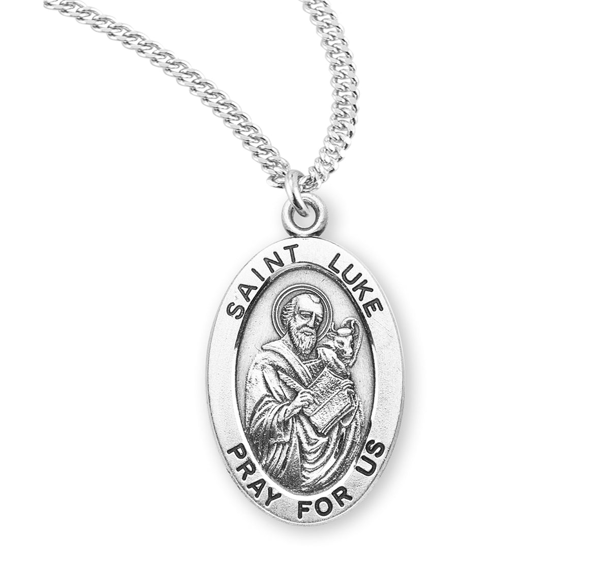 Patron Saint Luke Oval Sterling Silver Medal - S931120 — Acadian Religious
