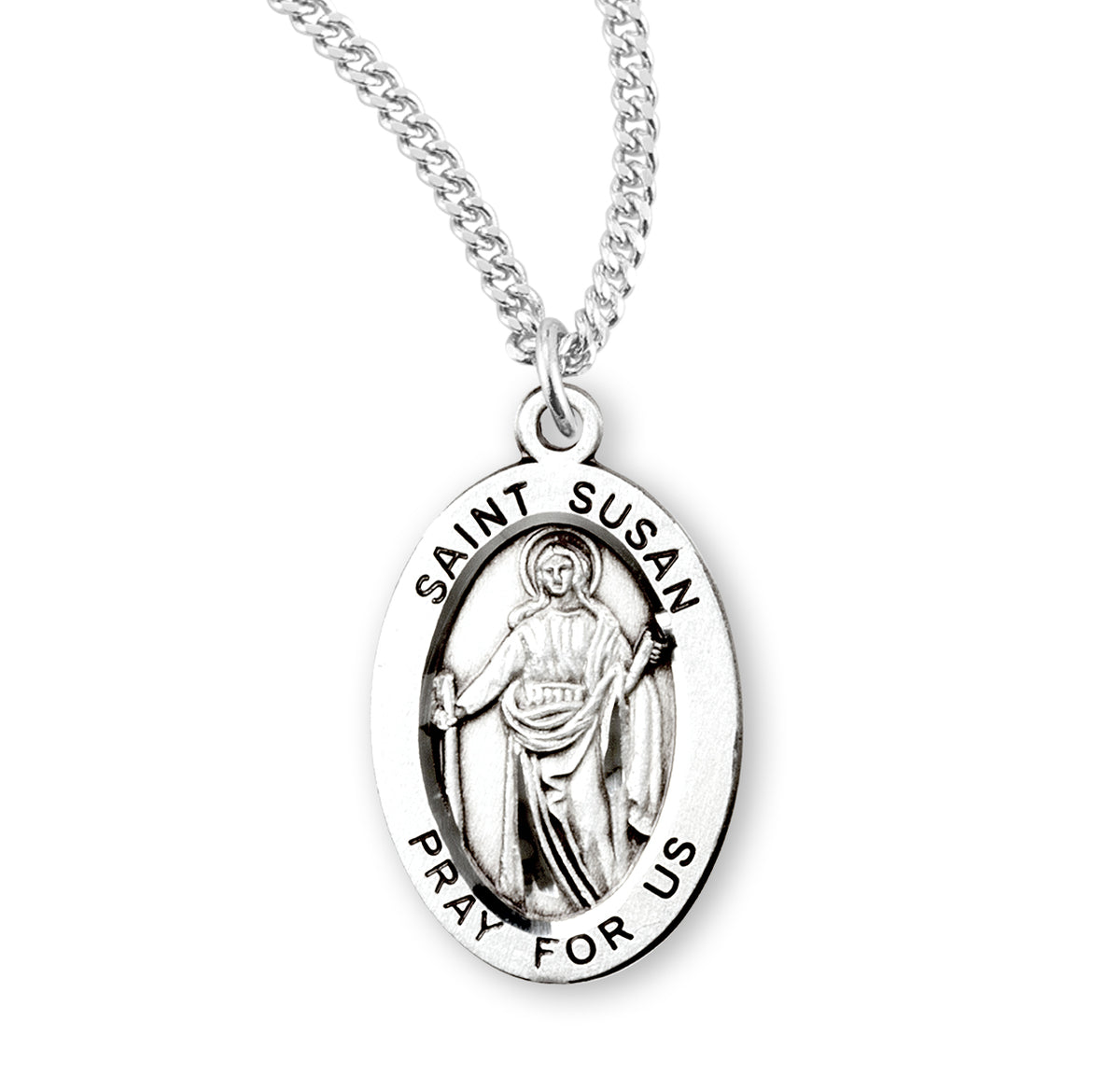 Patron Saint Susan Oval Sterling Silver Medal - S948718 — Acadian Religious