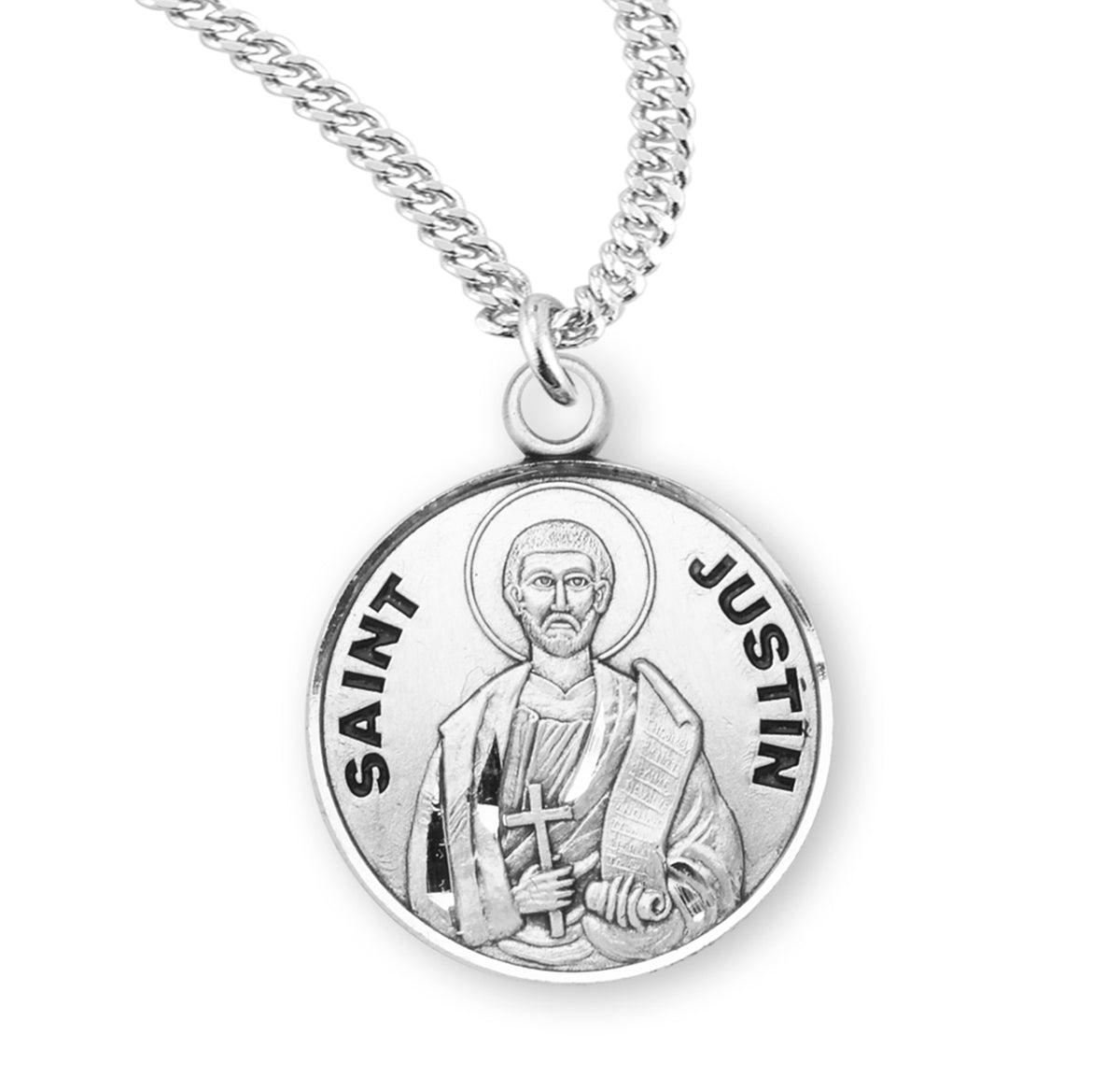 Patron Saint Justin Round Sterling Silver Medal - S960120 — Acadian ...